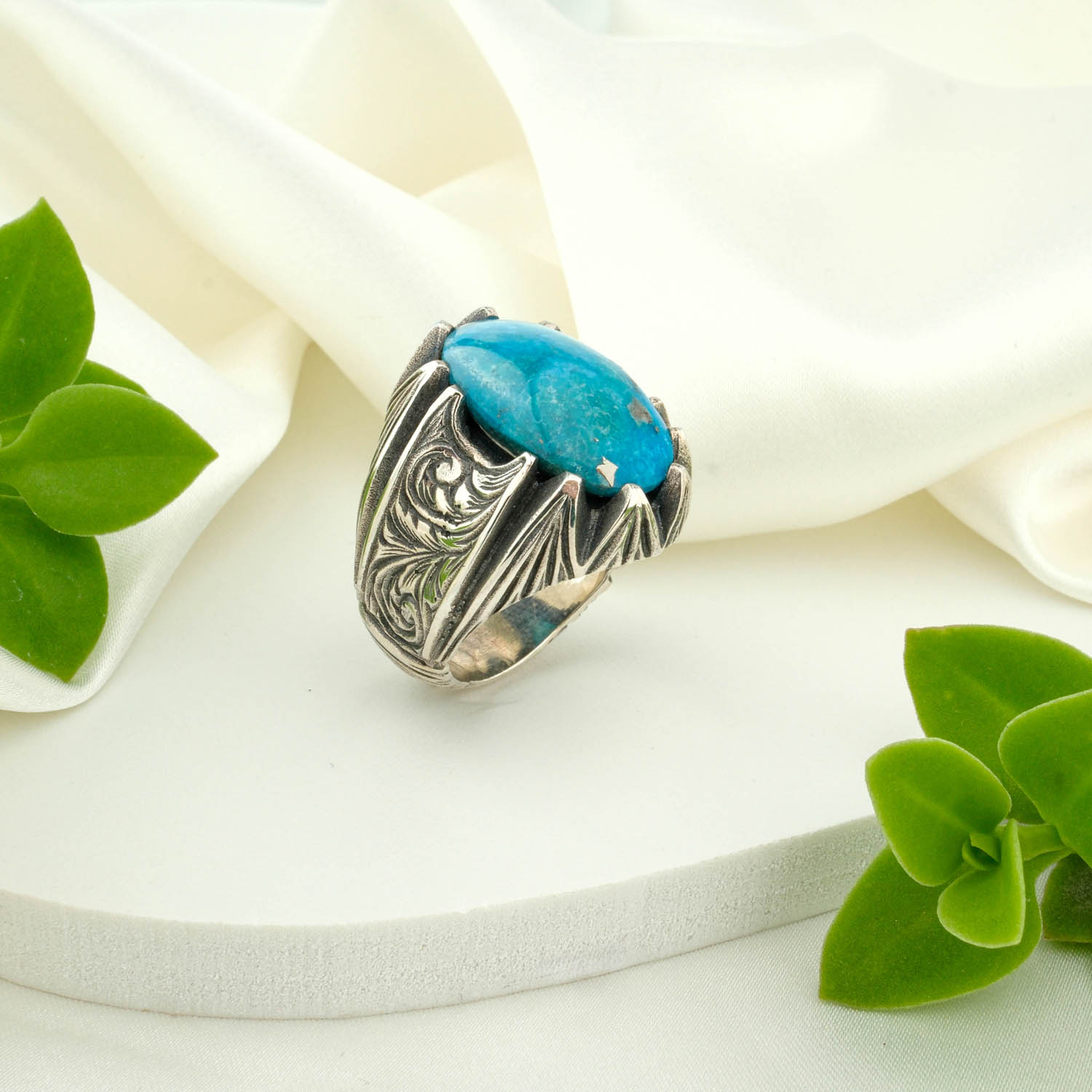 オリジナルターコイズ（フィルゼ）ストーンシルバーメンズリング